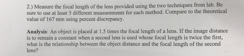 Solved Measure the focal length of the lens provided using | Chegg.com