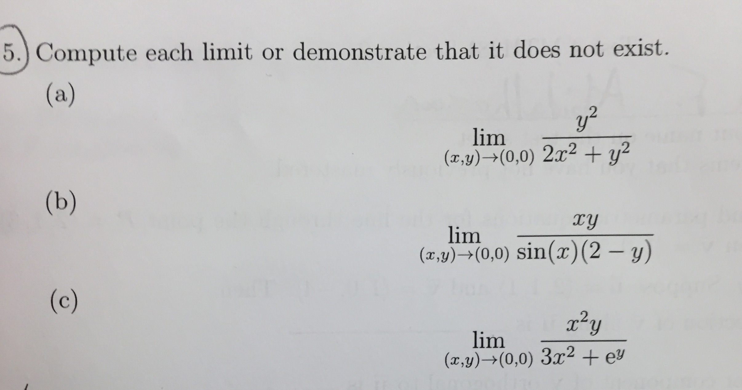 Solved Compute each limit or demonstrate that it does not | Chegg.com