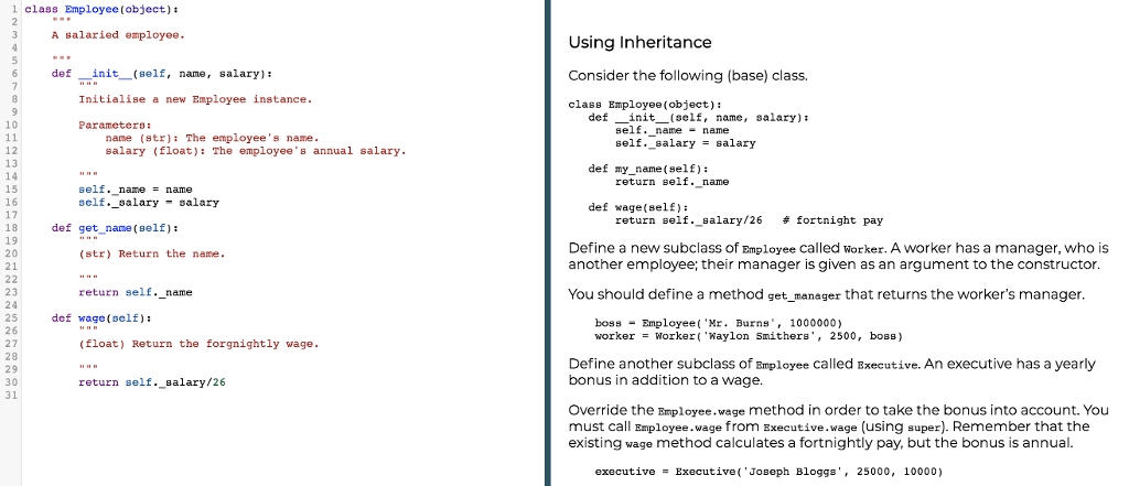 Solved l class Employee (object): A salaried employee Using | Chegg.com