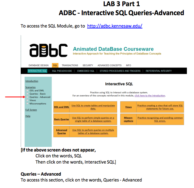 Solved LAB 3 Part 1 ADBC-Interactive SQL Queries-Advanced | Chegg.com