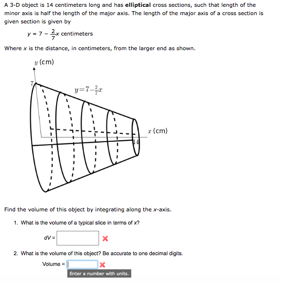 Solved A 3-D object is 14 centimeters long and has | Chegg.com
