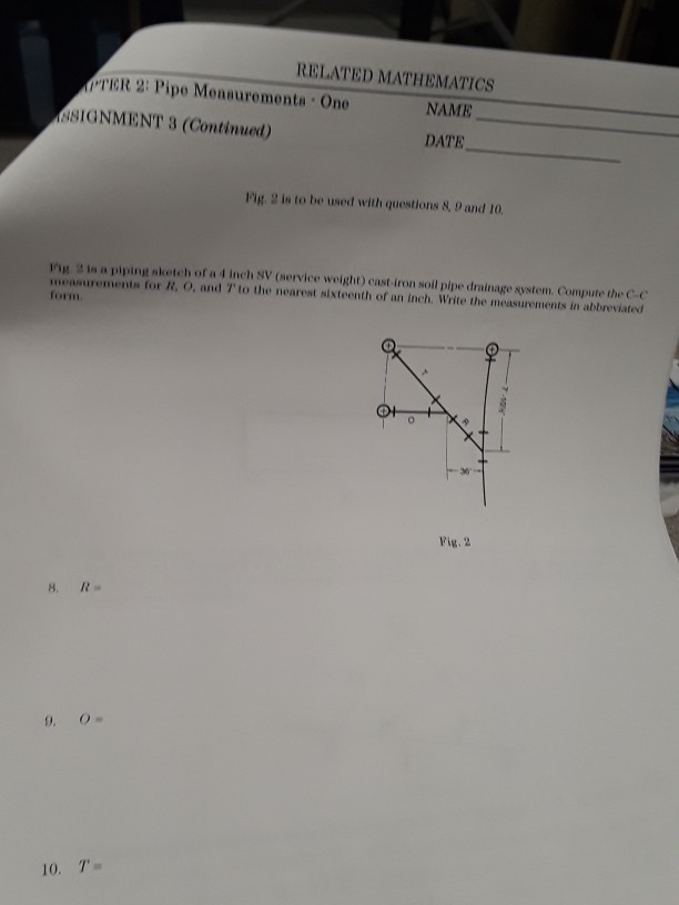 Solved RELATED MATHEMATICS TER 2: Pipe Measurements-One | Chegg.com