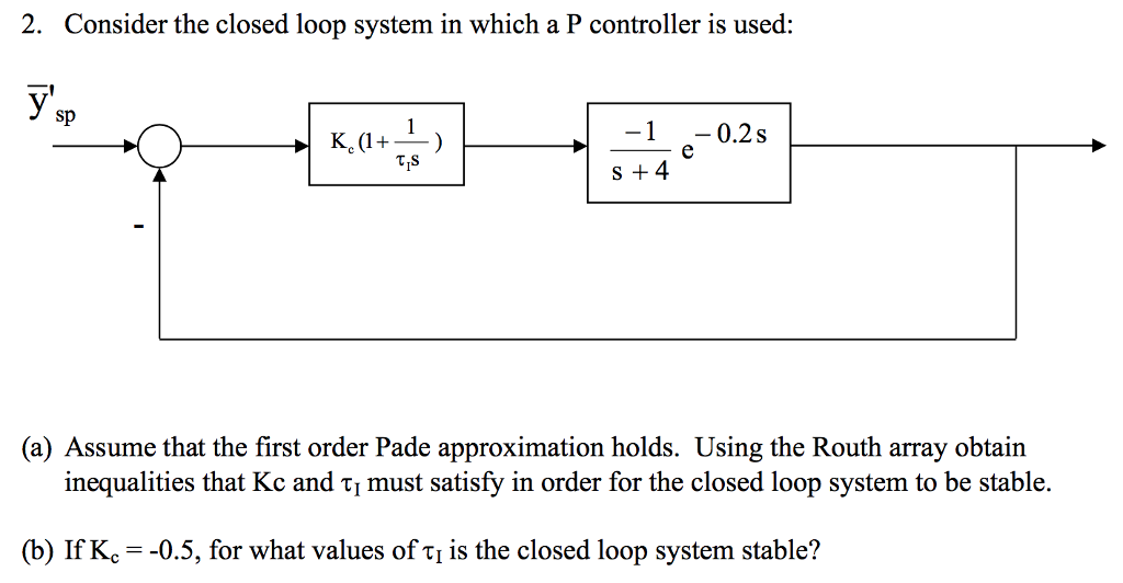 Solved 2. Consider the closed loop system in which a P | Chegg.com
