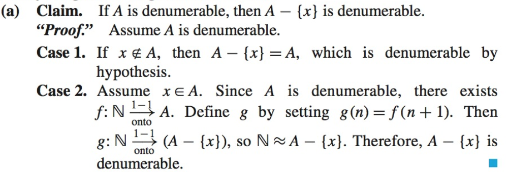 Solved (a) Claim. If A is denumerable, then A - {x) is | Chegg.com