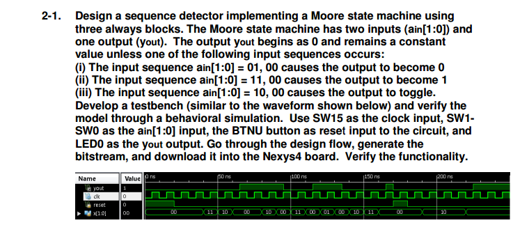 2 1 Design A Sequence Detector Implementing A Moore