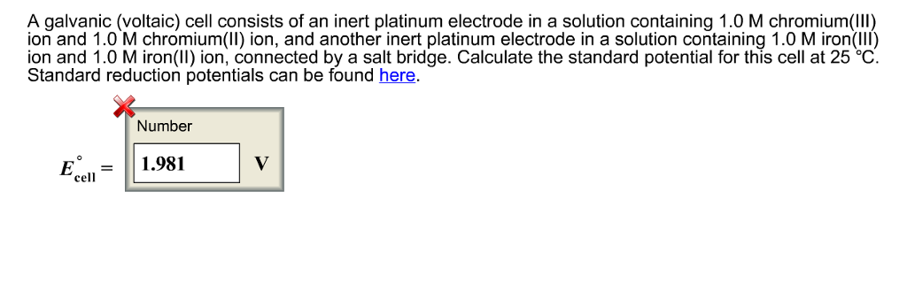 Solved A galvanic (voltaic) cell consists of an inert | Chegg.com