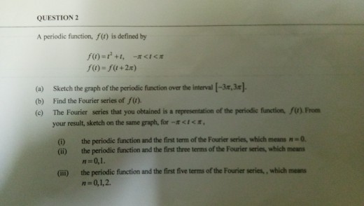 Solved QUESTION 2 A periodic function, f(t) is defined by | Chegg.com
