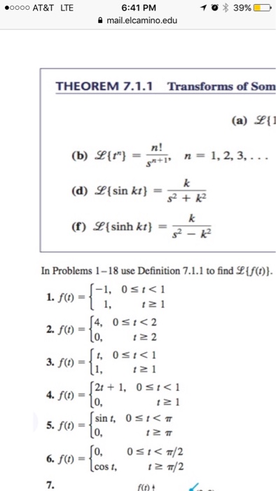 Solved In Problems 1 -18 use Definition 7.1.1 to find | Chegg.com