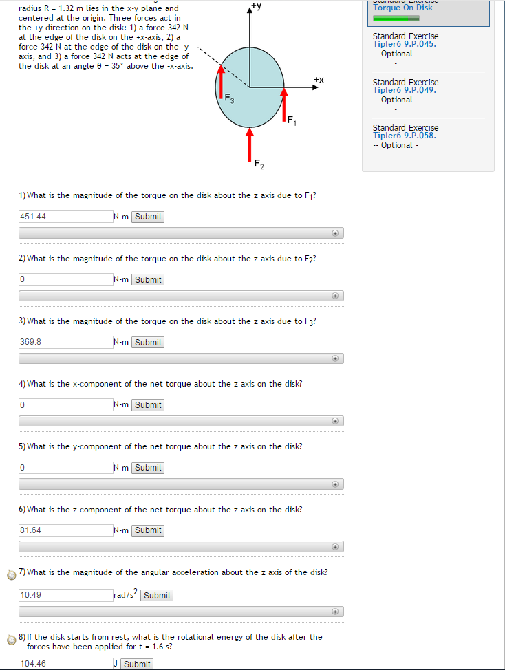 Solved A uniform disk with mass m = 8.93 kg and radius R = | Chegg.com