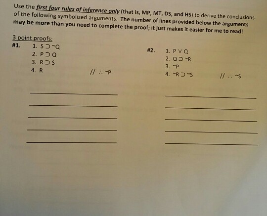 Solved Use the first four rules of inference only (that is, | Chegg.com