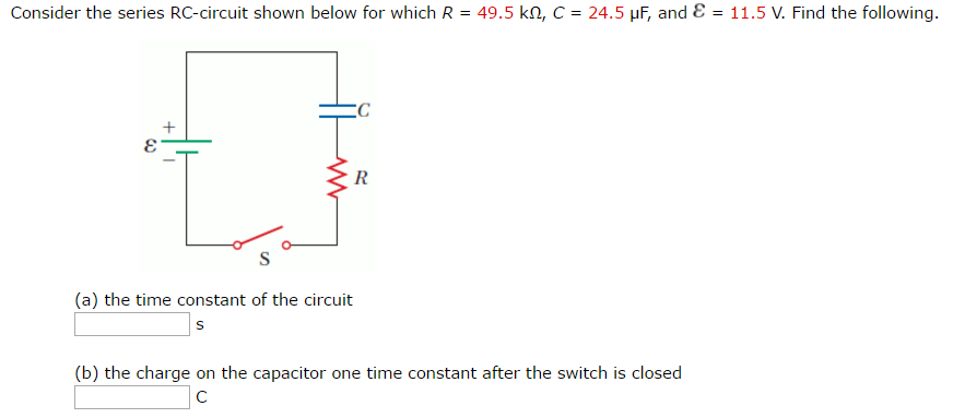 Solved Consider the series RC-circuit shown below for which | Chegg.com