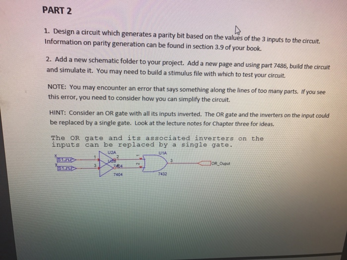 Solved Part 2 1 Design A Circuit Which Generates A Parity 