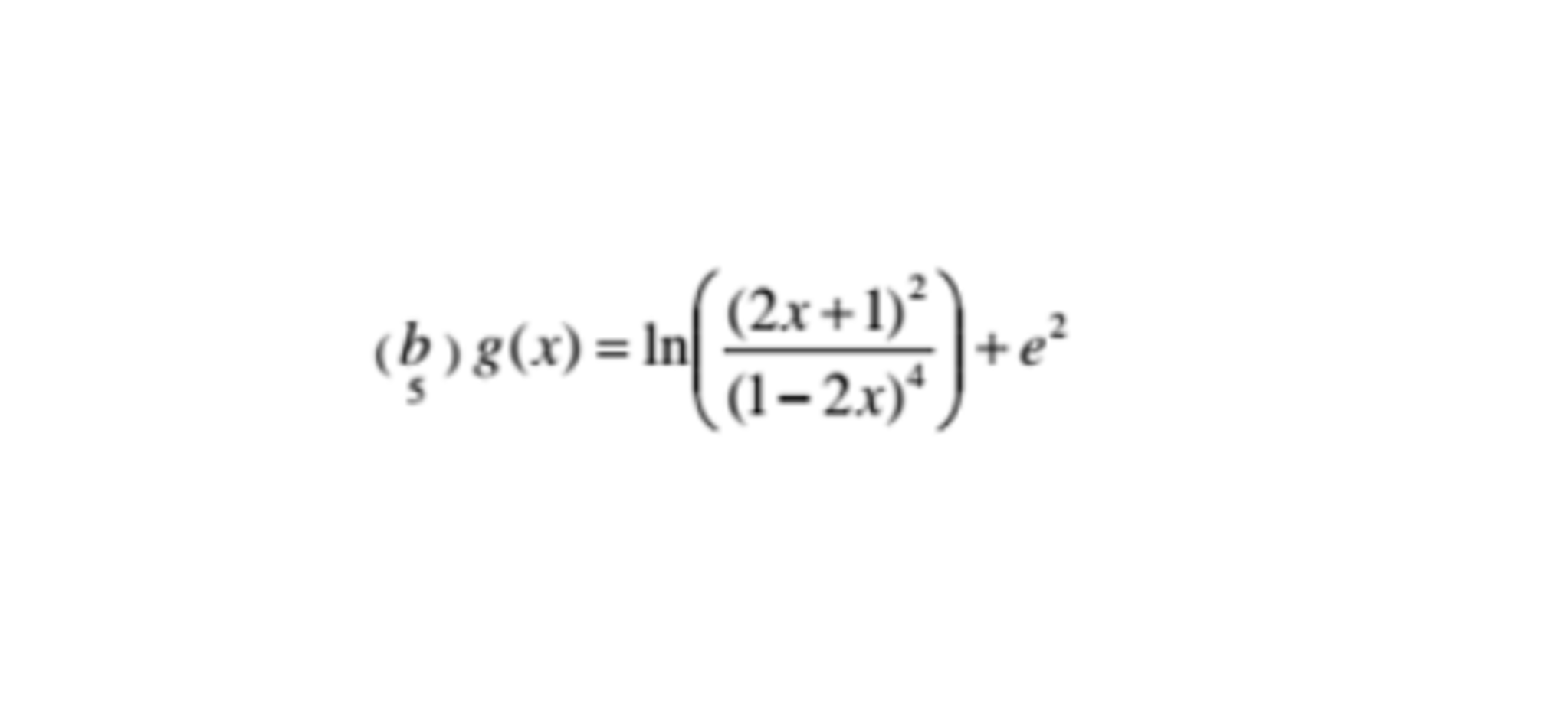 Solved Find the derivative of the following: g(x) = ln((2x | Chegg.com