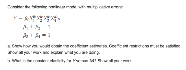 Solved Consider the following nonlinear model with | Chegg.com