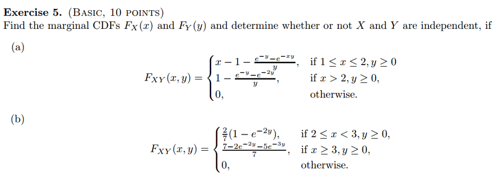 Solved Find the marginal CDFs F_X(x) and F_Y (y) and | Chegg.com