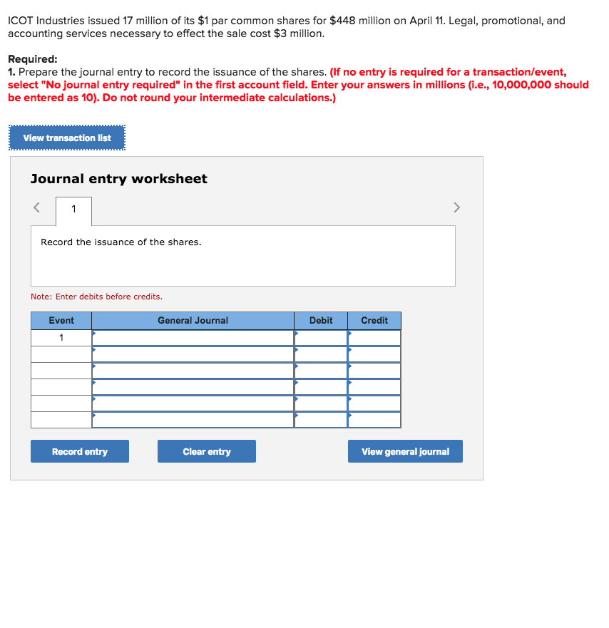 Solved ICOT Industries issued 17 million of its $1 par | Chegg.com