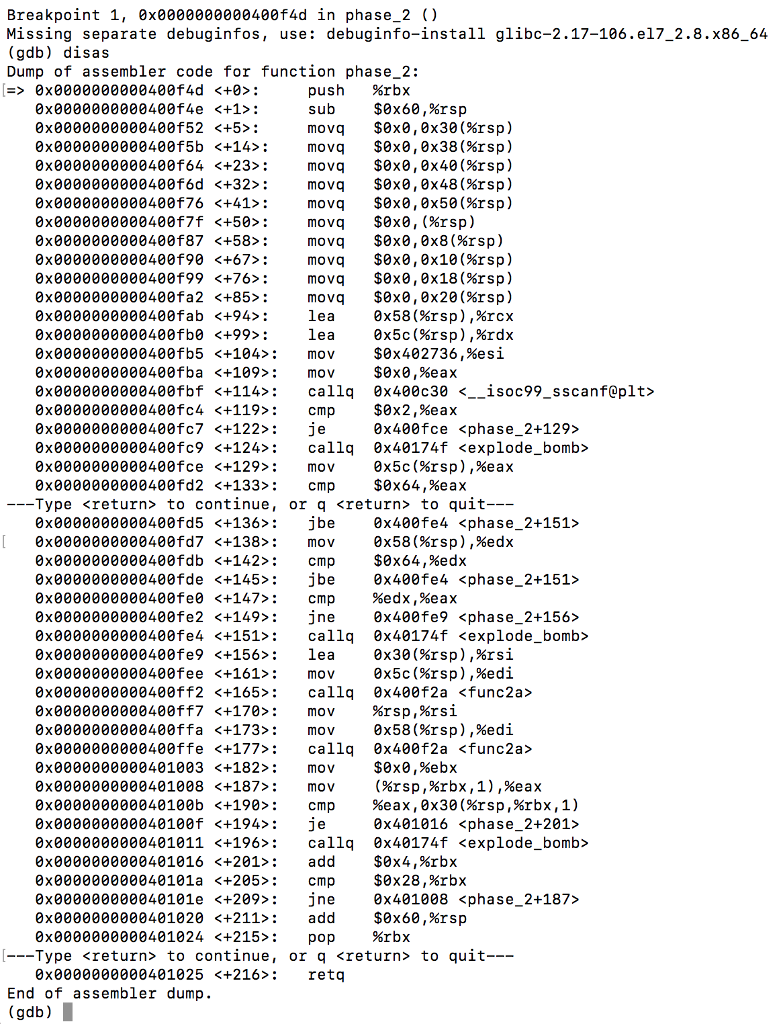 Binary Bomb. I am stuck on phase 2. I believe the | Chegg.com