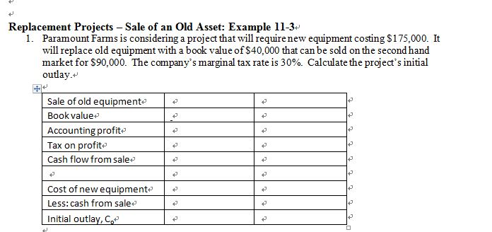 Solved Replacement Projects - Sale of an Old Asset: Example | Chegg.com