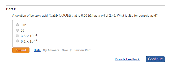 Solved Part B A solution of benzoic acid (C6 H5 COOH) that | Chegg.com