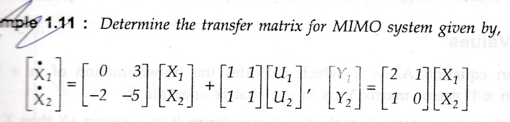 Solved miple 1,11: Determine the transfer matrix for MIMO | Chegg.com