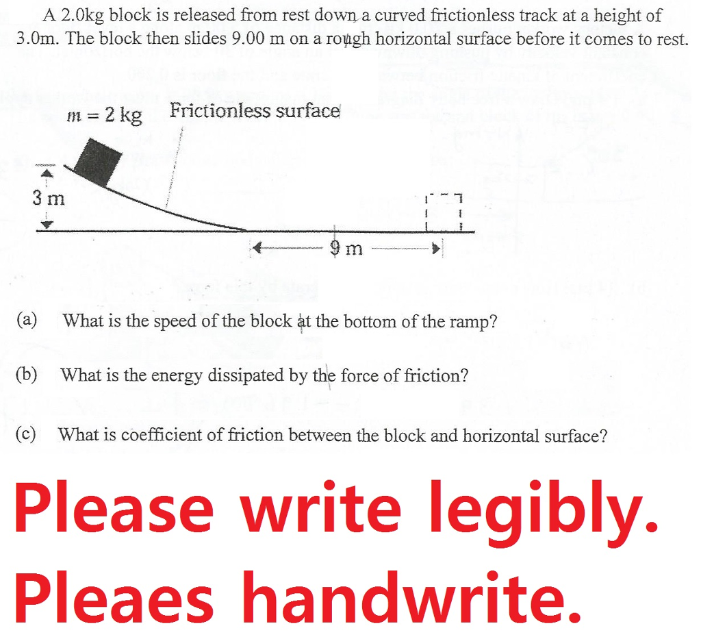 Solved A 2.0kg block is released from rest down a curved | Chegg.com