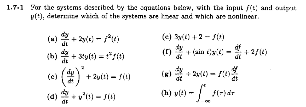 Solved For the systems described by the equations below, | Chegg.com