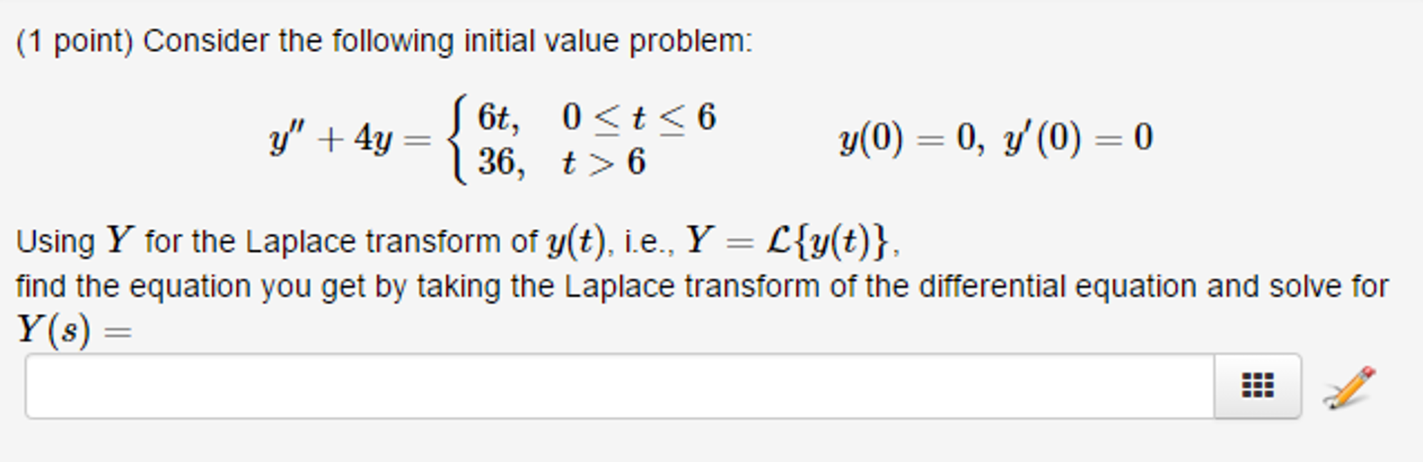 Solved Consider the following initial value problem: y" + 4y | Chegg.com