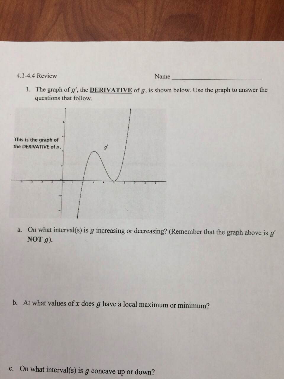 Solved a) on what interval is g increasing or decreasing. | Chegg.com