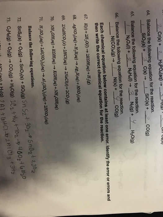 Solved Balance the following equation for the reaction. | Chegg.com