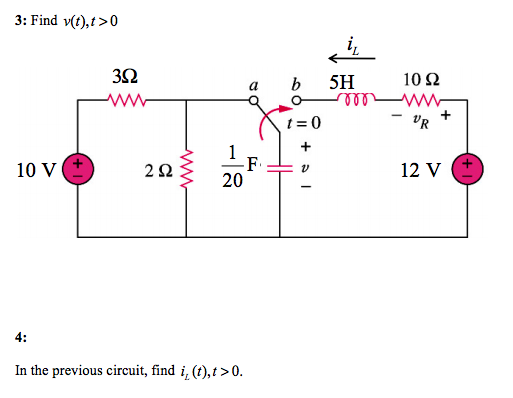 Solved Find v(t), t > 0 In the previous circuit, find i_L | Chegg.com