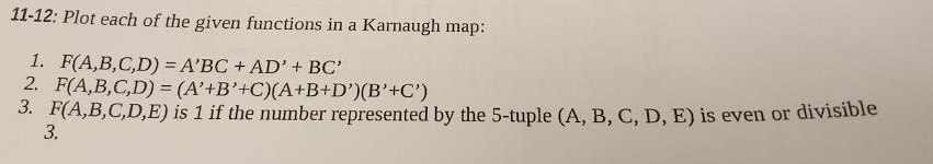 Solved 11-12: Plot each of the given functions in a Karnaugh | Chegg.com