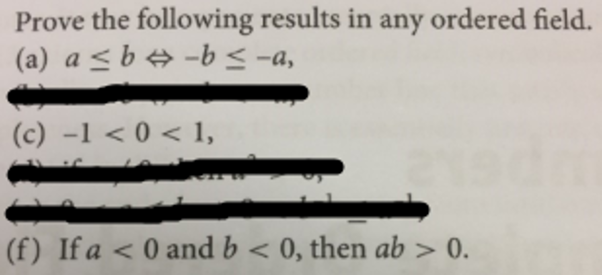 Solved Prove the following results in any ordered field. a | Chegg.com