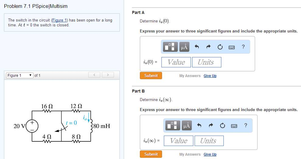 Solved The switch in the circuit (Figure 1) has been open | Chegg.com