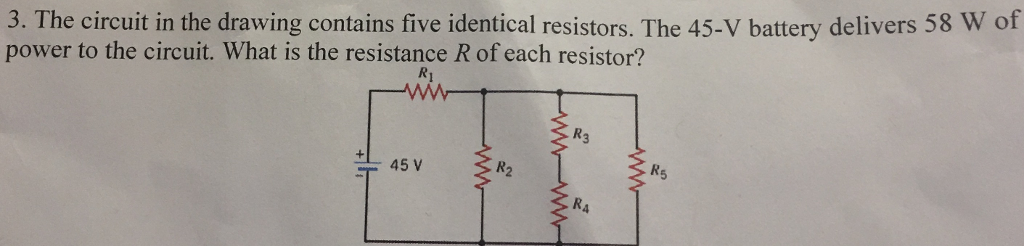 Solved The circuit in the drawing contains five identical | Chegg.com