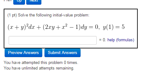 Solved: Solve The Following Initial-value Problem: (x + Y)... | Chegg.com
