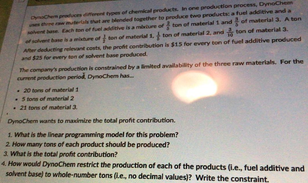 Solved Dynochem produces different types of chemical | Chegg.com