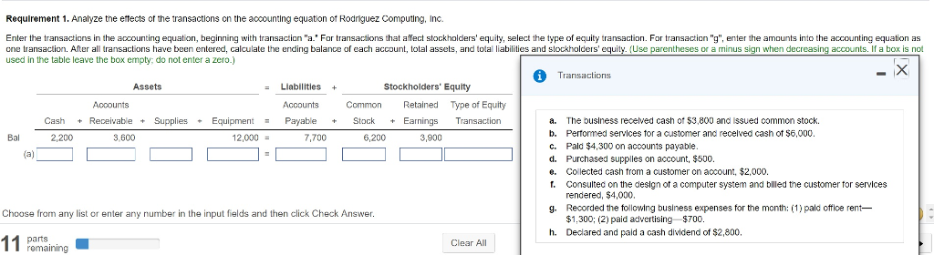 Solved Analyze the effects or the transactions on the | Chegg.com