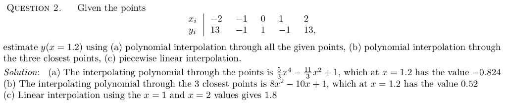 Solved QUESTION 2. Given the points -2-1 012 -1 13 i 13 - | Chegg.com