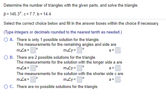 Solved Determine the number of triangles with the given | Chegg.com