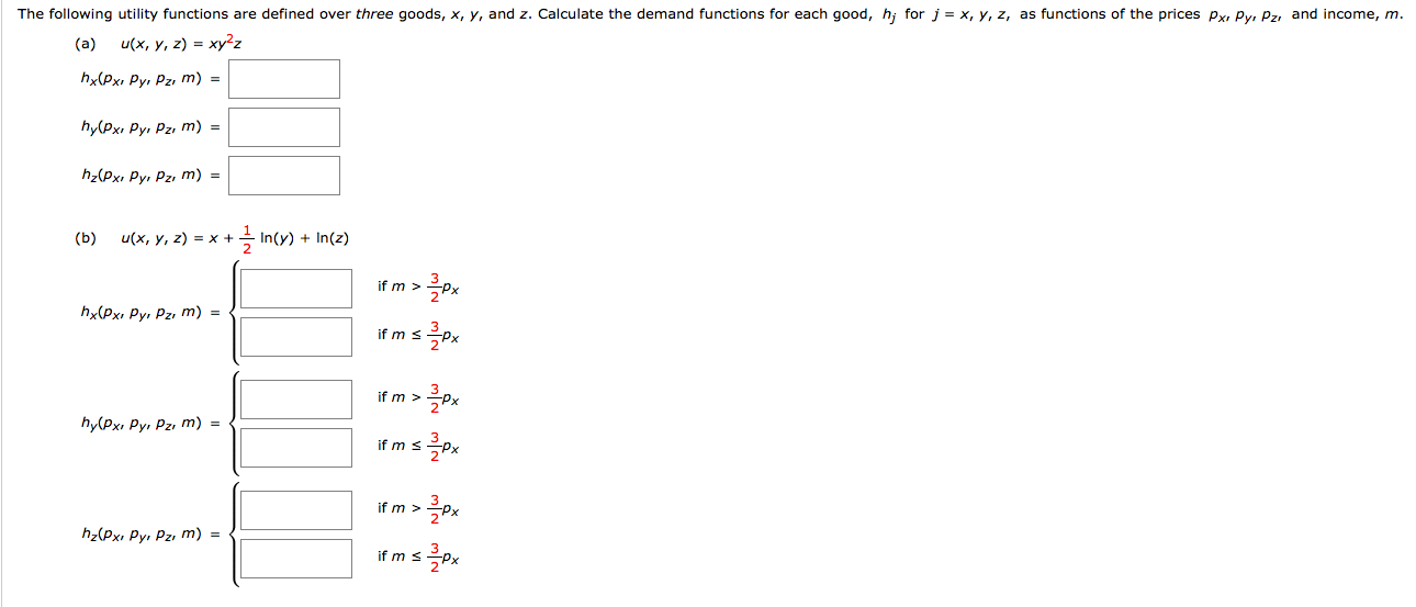 Solved The following utility functions are defined over | Chegg.com