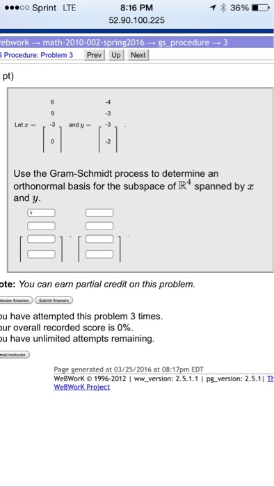 Solved Gram Schmidt | Chegg.com