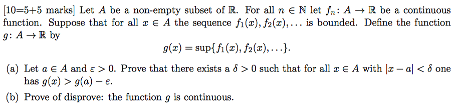 Solved Let A be a non-empty subset of R. For all n N let | Chegg.com