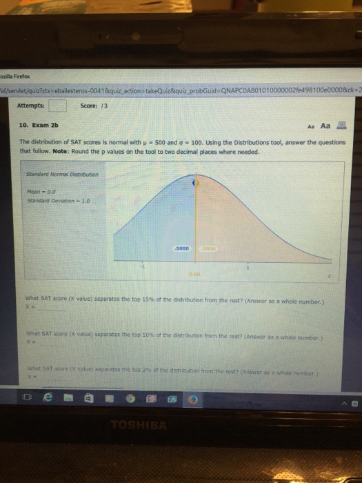 Solved The distribution of SAT scores is normal with mu = | Chegg.com