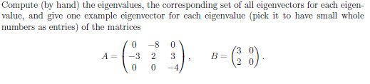 Solved Compute (by hand) the eigenvalues, the corresponding | Chegg.com