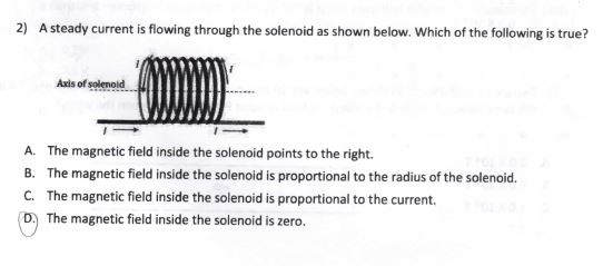 Solved 2) A steady current is flowing through the solenoid | Chegg.com