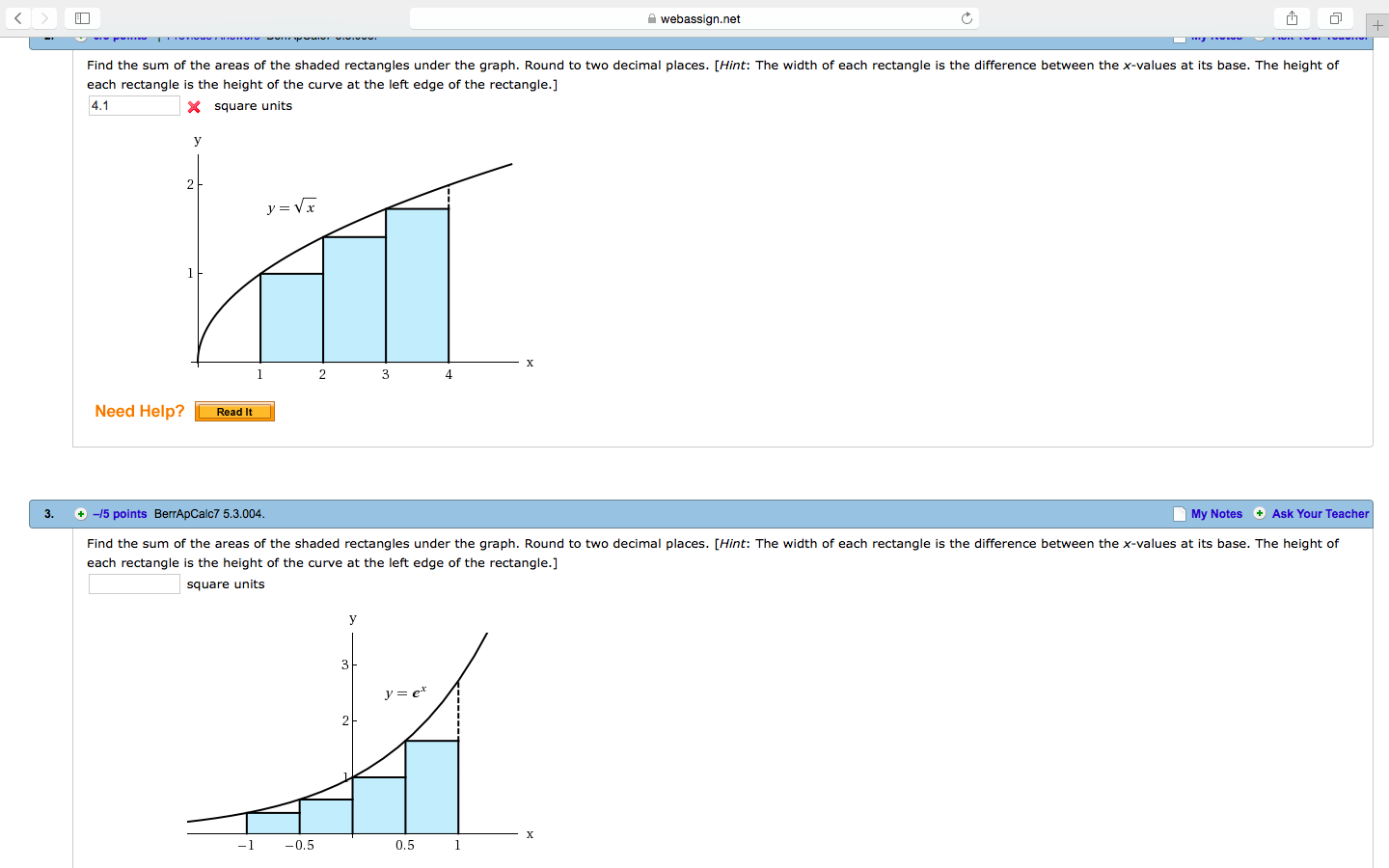 Solved Find the sum of the areas of the shaded rectangles | Chegg.com