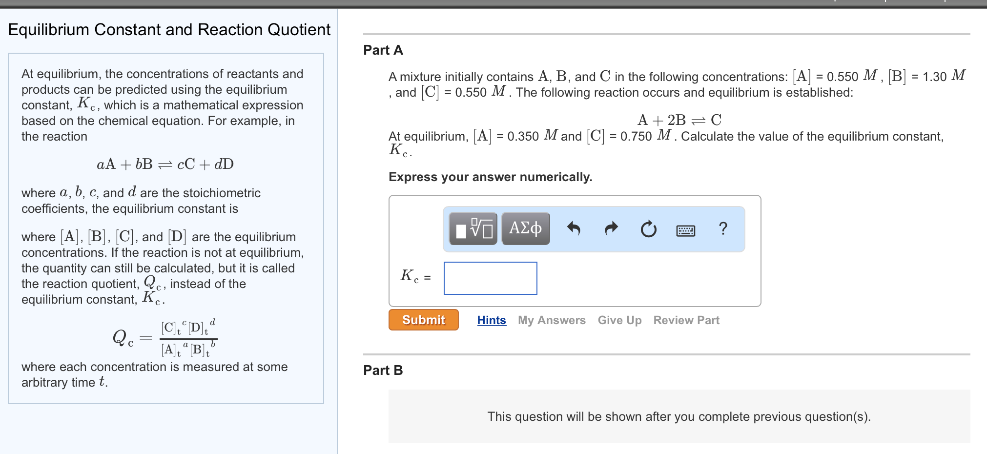 Solved Equilibrium Constant and Reaction Quotient At | Chegg.com