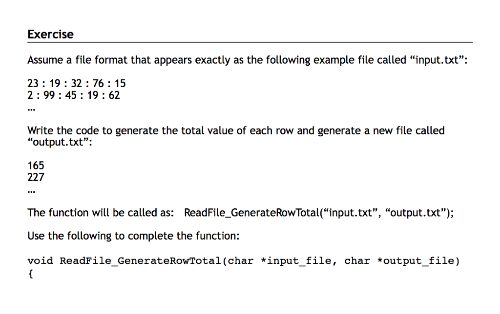 Solved Exercise Assume a file format that appears exactly as | Chegg.com