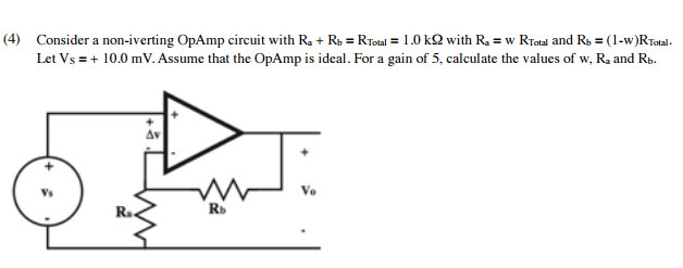 Solved Consider a non-inverting OpAmp circuit with R_a + R_b | Chegg.com