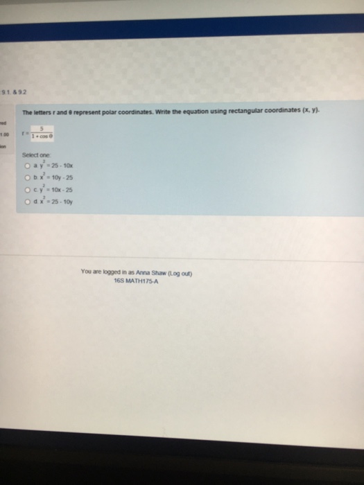 Solved The letter r and theta represent polar coordinates. | Chegg.com
